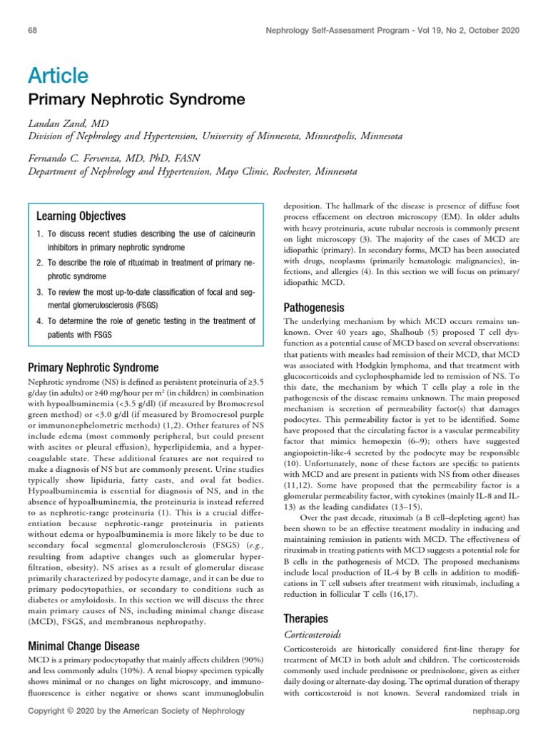 (1536836X - Nephrology Self-Assessment Program) Primary Nephrotic ...