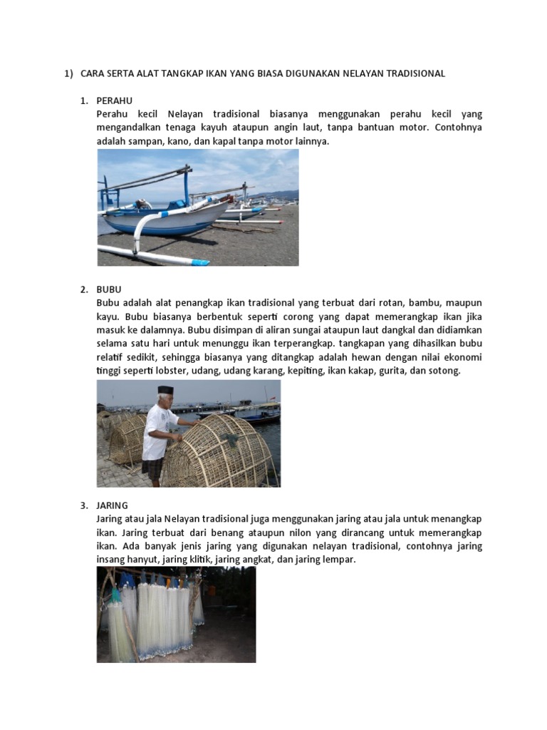 Cara Serta Alat Tangkap Ikan Yang Biasa Digunakan Nelayan Tradisional | PDF