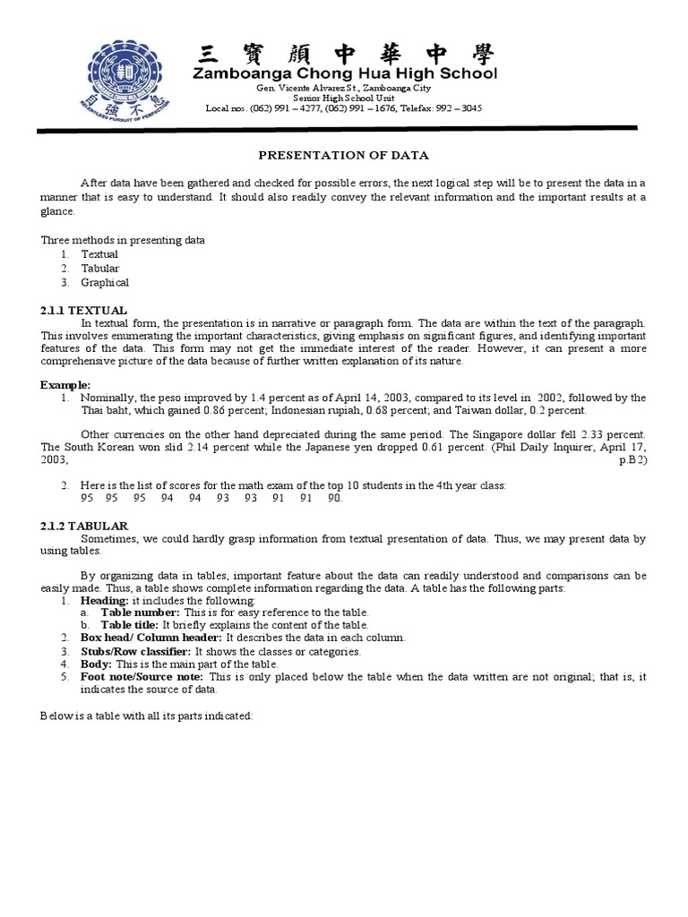 Task 3 - Presentation of Data | PDF | Data | Mathematics