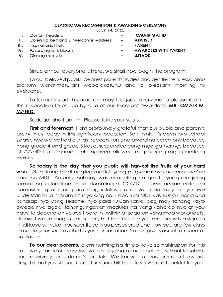 Classroom Recognition (Script) | PDF