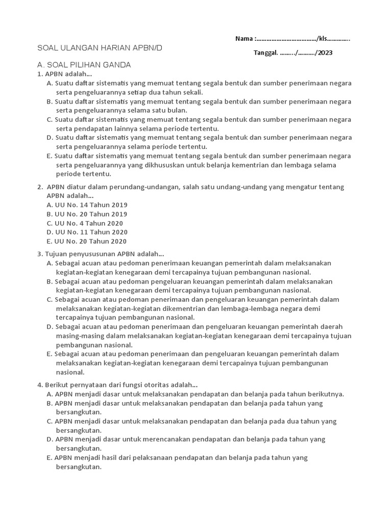 Soal Materi Tentang APBN-1 | PDF