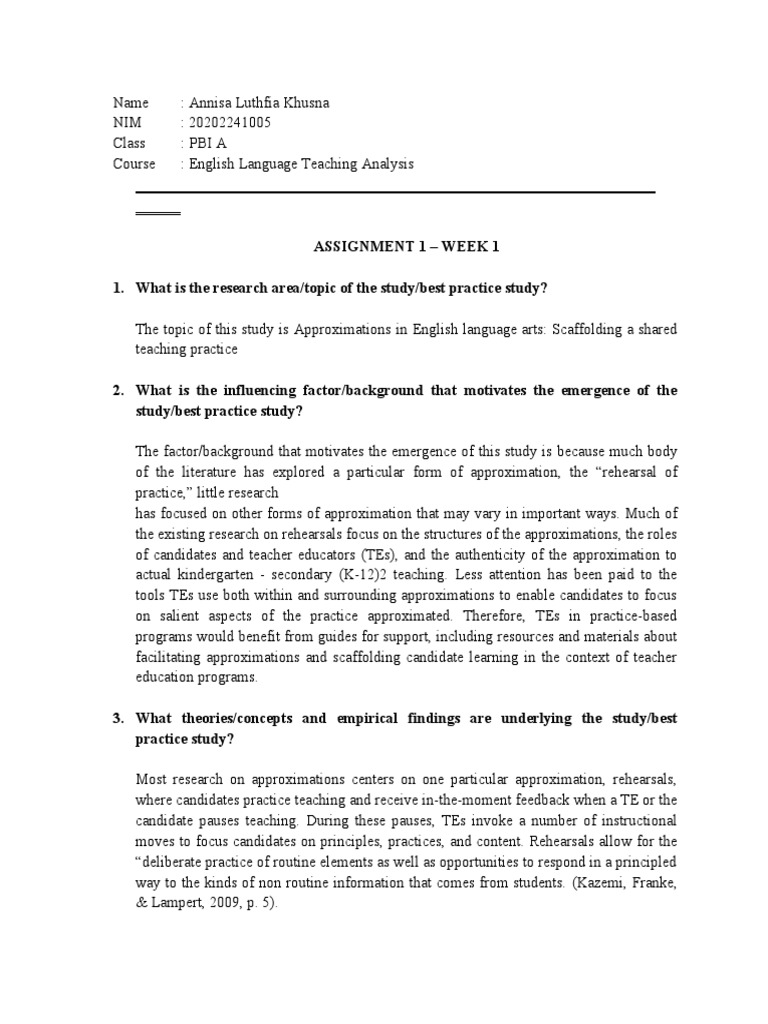Annisa Luthfia Khusna - 20202241005 - Task 1 ELT Analysis | PDF | Teachers | Behavior Modification