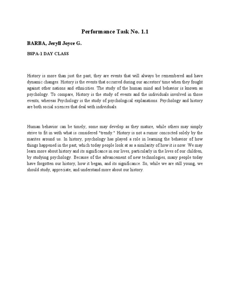 Performance Task No. 1.1 | PDF