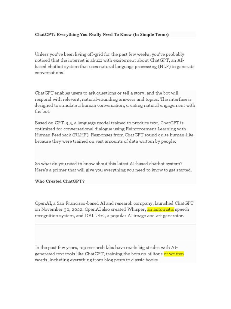 ChatGPT - Everything You Really Need To Know (In Simple Terms) | PDF ...