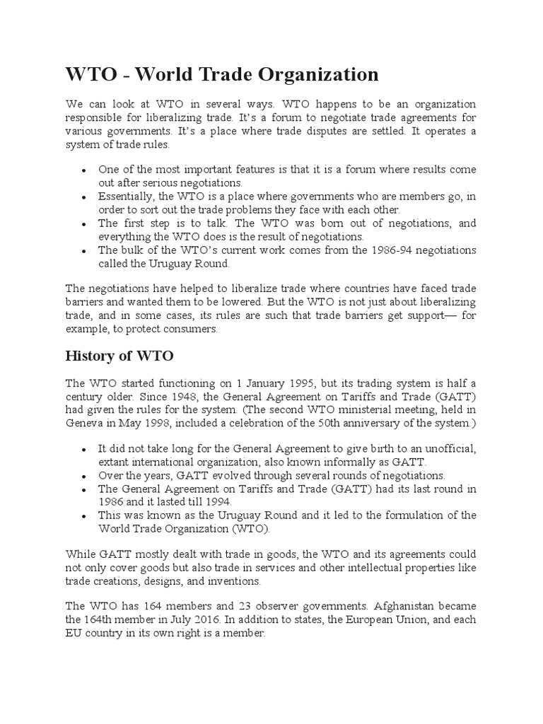 WTO - World Trade Organization | Download Free PDF | World Trade Organization | Doha Development ...