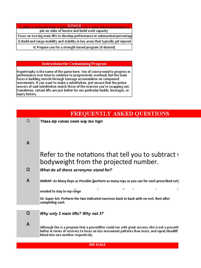Hypertrophy Strength Training Program | PDF | Human Anatomy | Weight ...