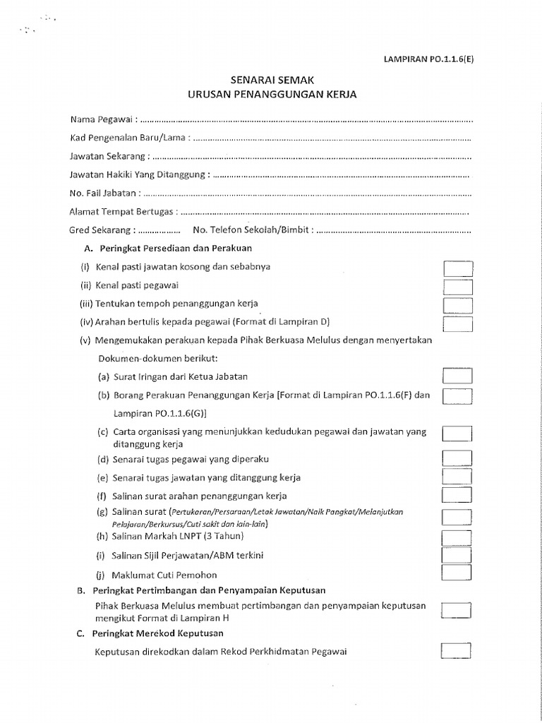 Borang Baru 2022 Tanggung Kerja | PDF