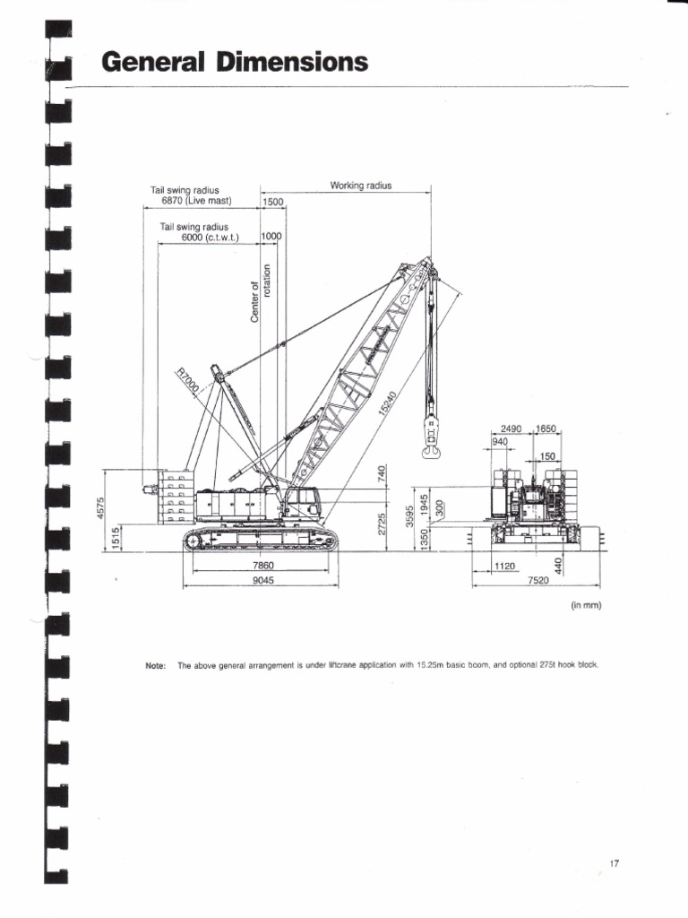 General Dimensions and Capacities of a 275 Metric Ton Liftcrane with ...