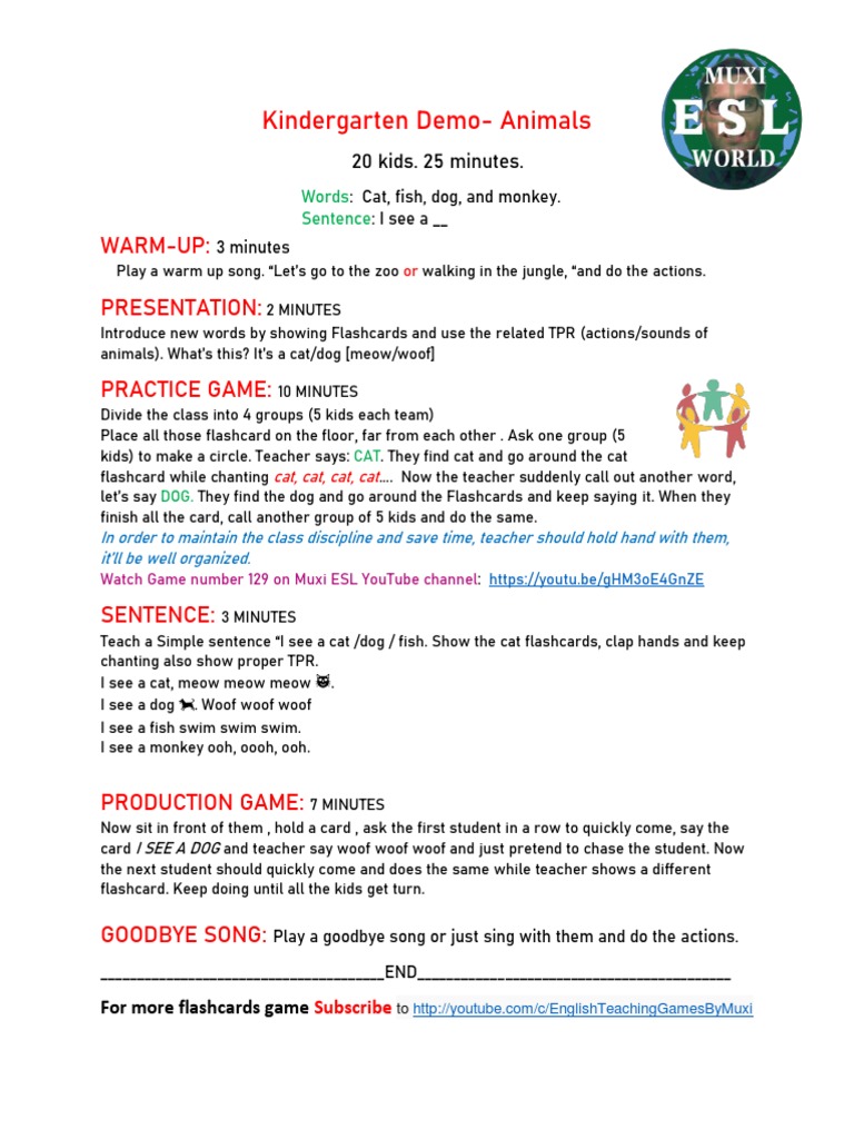 ESL KG Demo - Animals | PDF