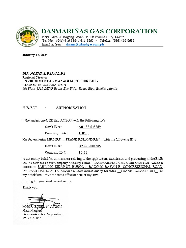 Authorization Letter For Crs | PDF