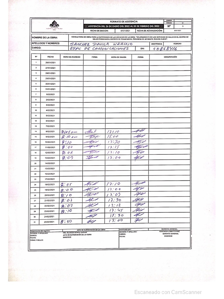 Formato de Asistencia Firmadas y Varios | PDF