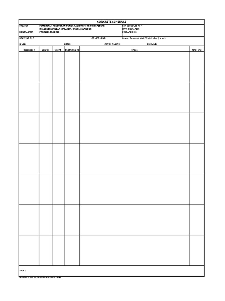 Concrete Schedule | PDF