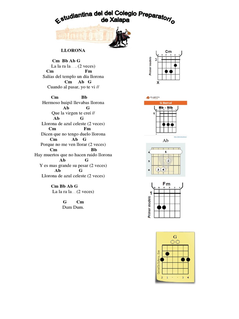 Acordes y letra de La Llorona | PDF