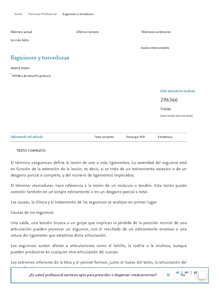 Esguinces y Torceduras - Farmacia Profesional | PDF | Tobillo | Rodilla