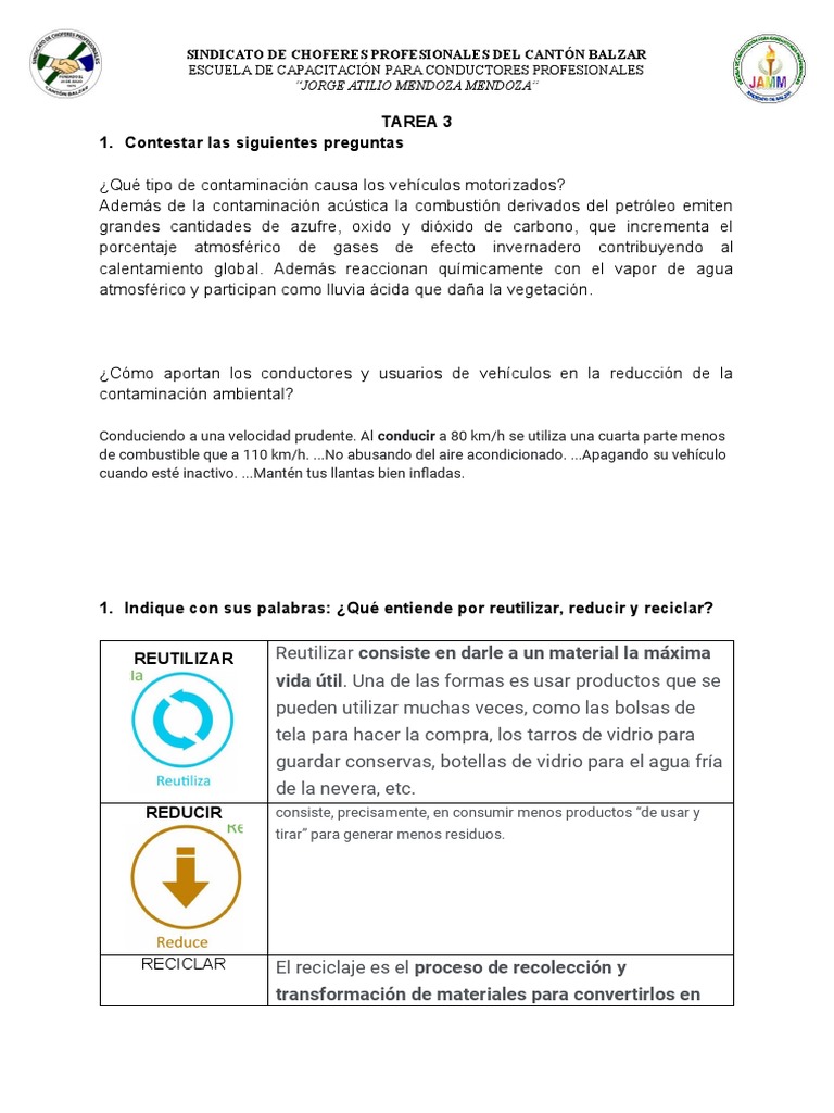Tarea 2 Reciclaje | PDF | Residuos | Contaminación