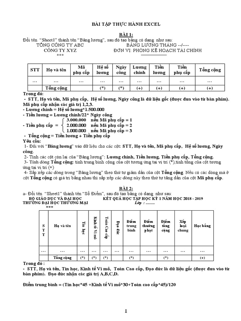 Thuc Hanh THQL Phan Excel | PDF