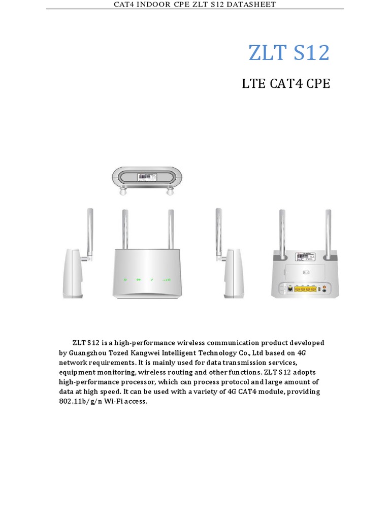 ZLT S12 Datasheet-V3.5 | PDF | Wi Fi | Computer Network