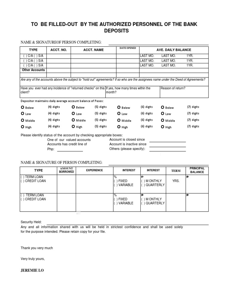 Bank Ci Form 2023 | PDF | Deposit Account | Loans