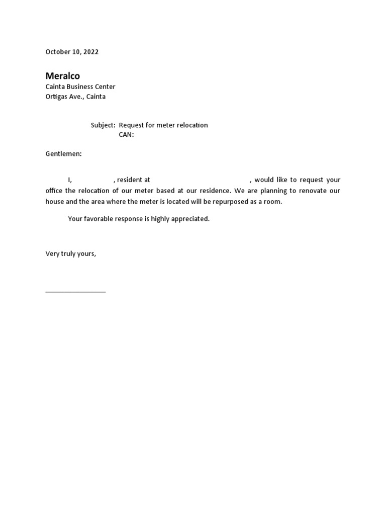 Meralco Request1 | PDF