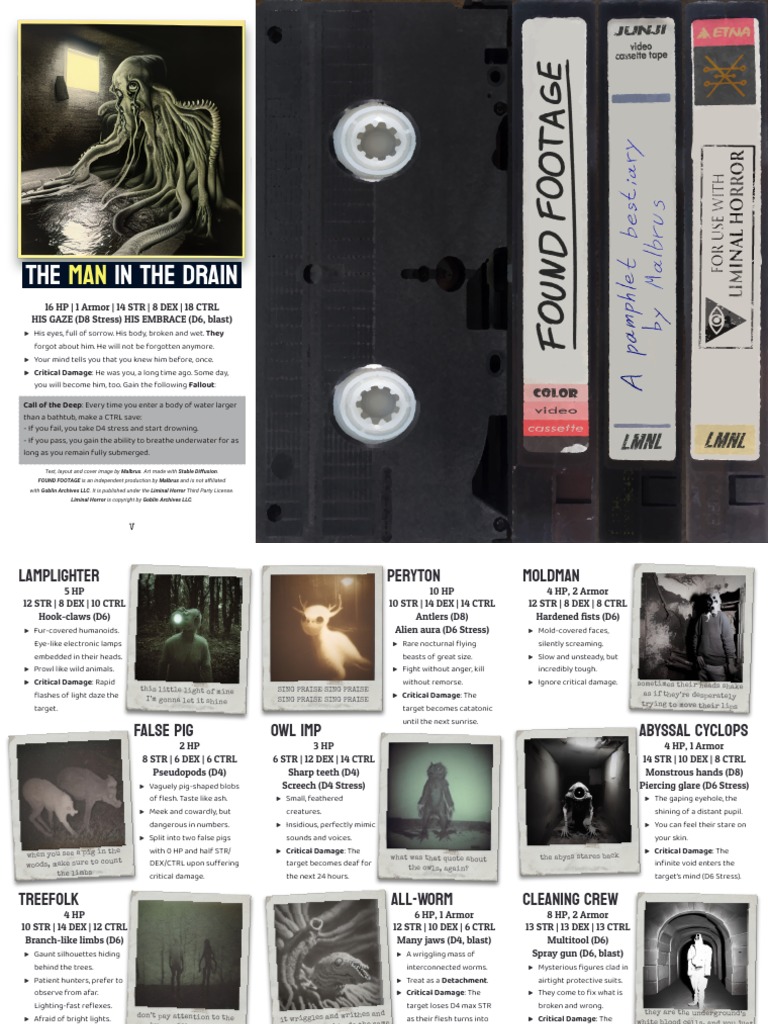 FOUND FOOTAGE - A Pamphlet Bestiary For Liminal Horror | PDF