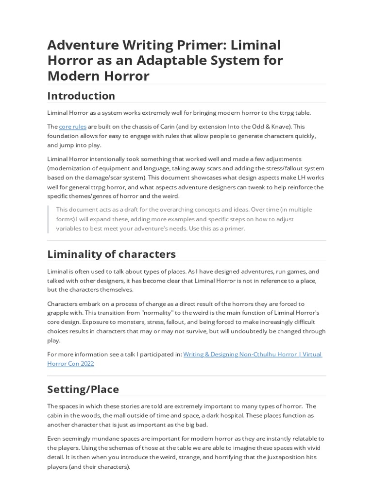 TTRPG Horror Design Guide | PDF | Stress (Biology) | Modularity