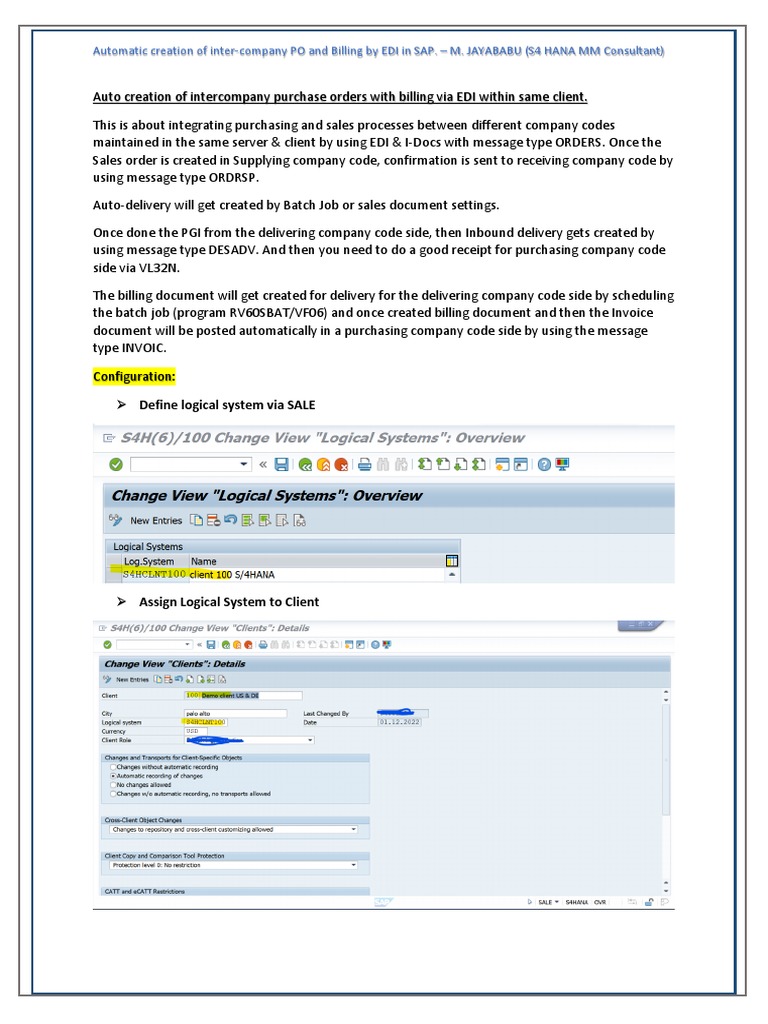 SAP MM-Automatic Creation of Intercompany PO and Billing-2 | PDF | Invoice | Electronic Data ...