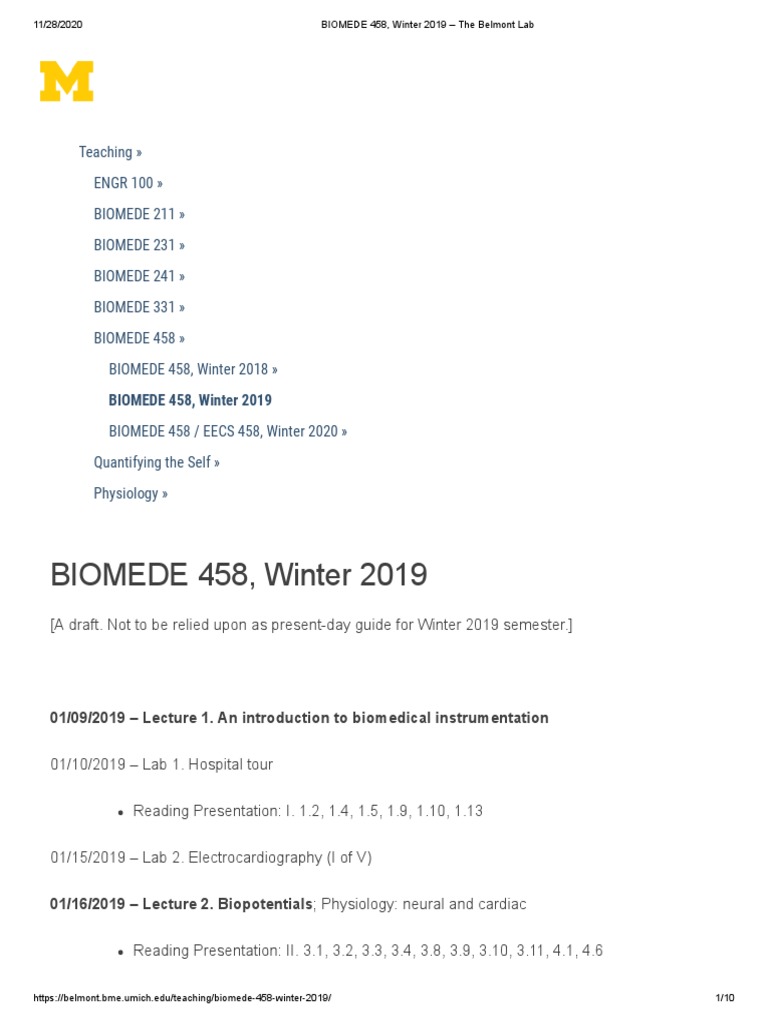 BIOMEDE 458, Winter 2019 - The Belmont Lab | Download Free PDF | Amplifier