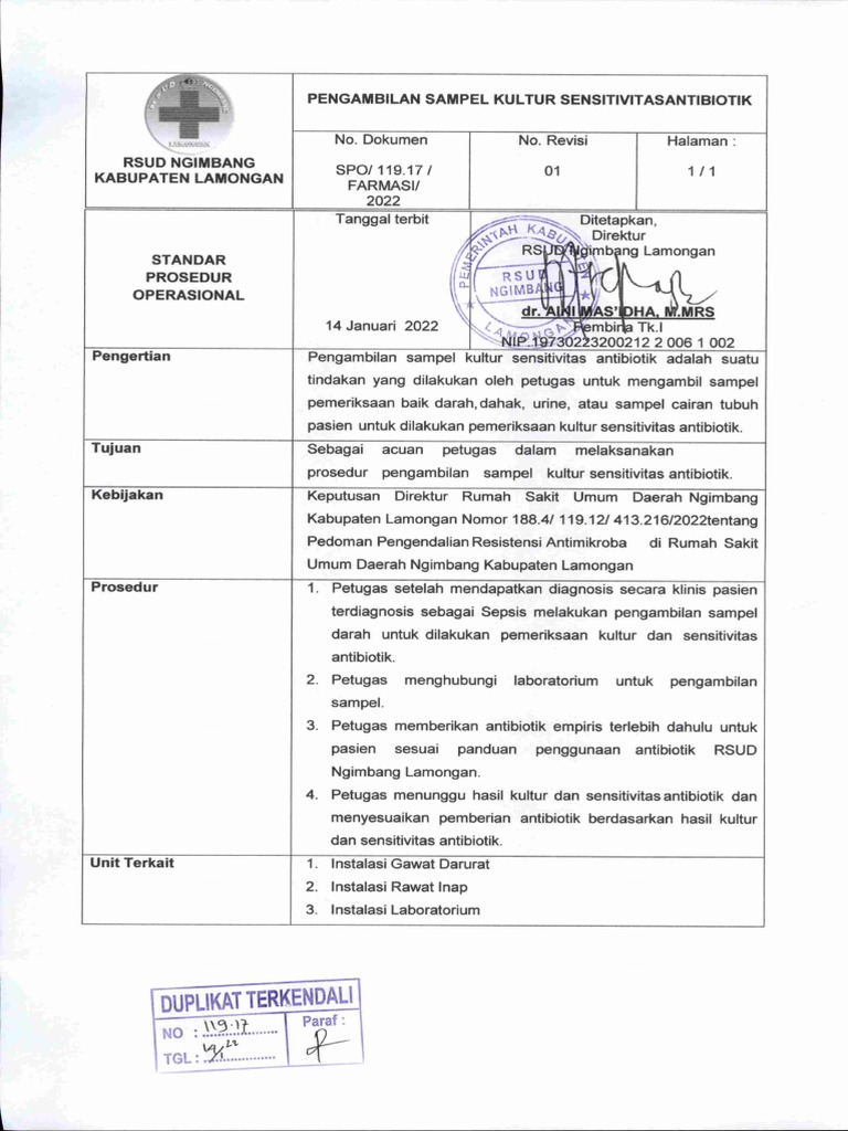 Spo Pengambilan Sampel Kultur | PDF