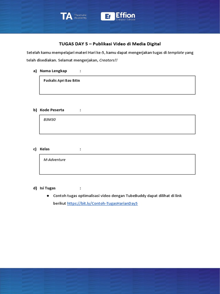 Template Tugas HARIAN 5 | PDF