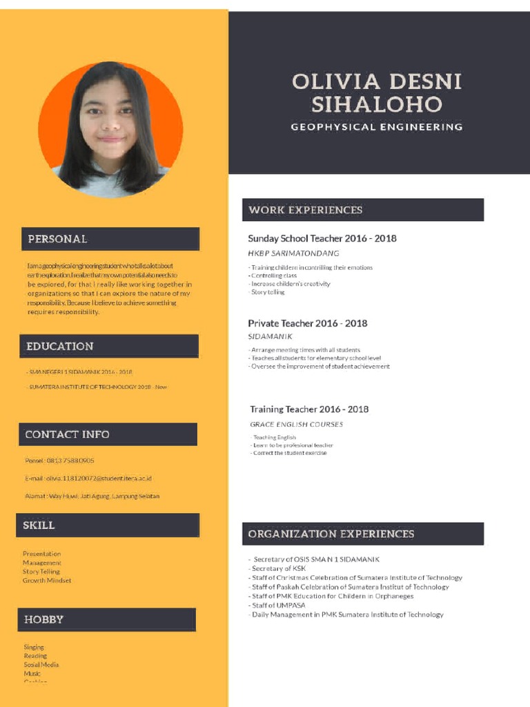 CV Olivia Desni Sihaloho | PDF