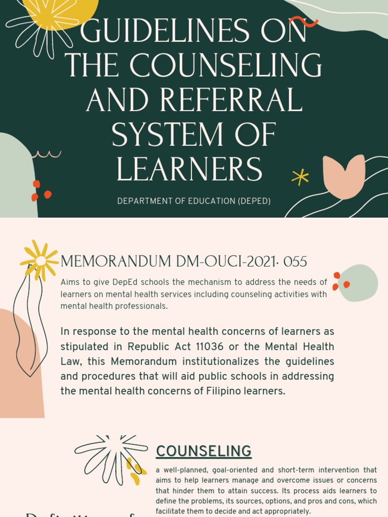 Guidelines On The Counseling and Referral System of Learners | PDF ...