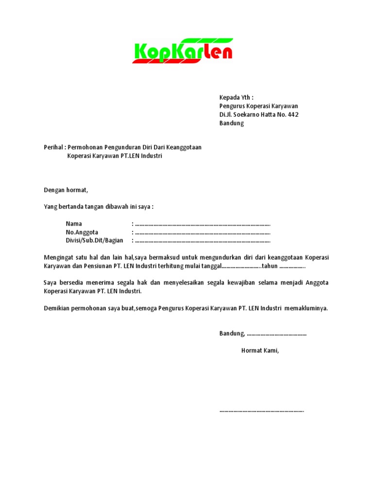 Formulir Keanggotaan Koperasi Pdf