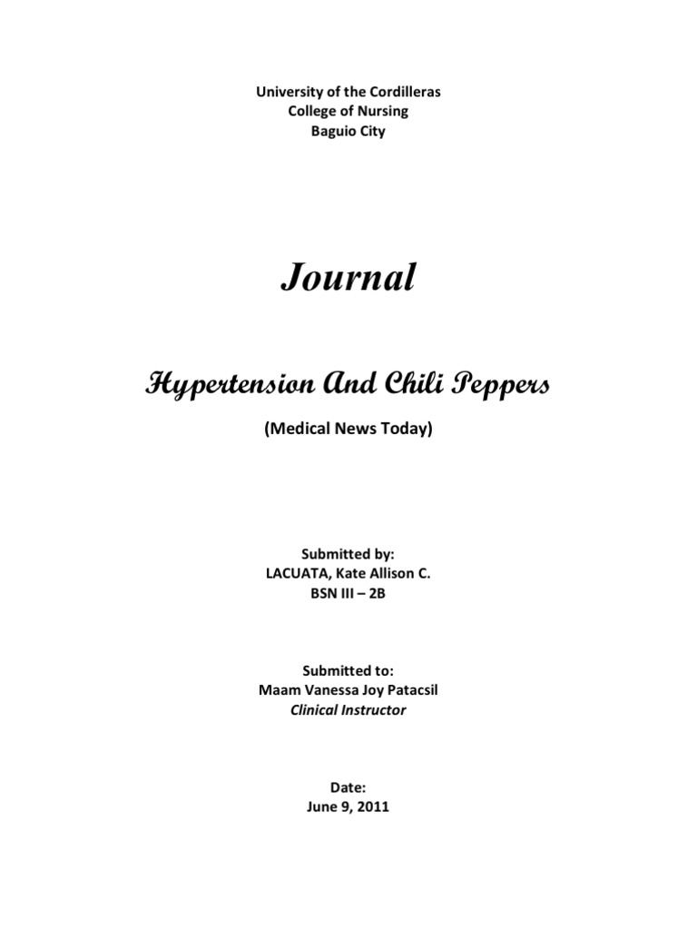 Hypertension & Chili Peppers | PDF