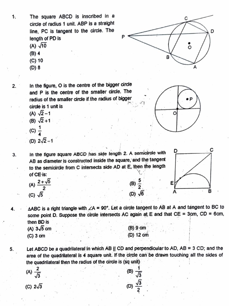 Tangent To A Circle | PDF | Circle | Euclidean Geometry
