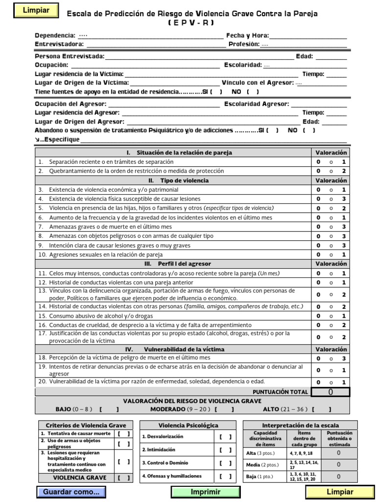 Escala (EPV-R) 6.0 Guardable | PDF | Violencia | Agresión