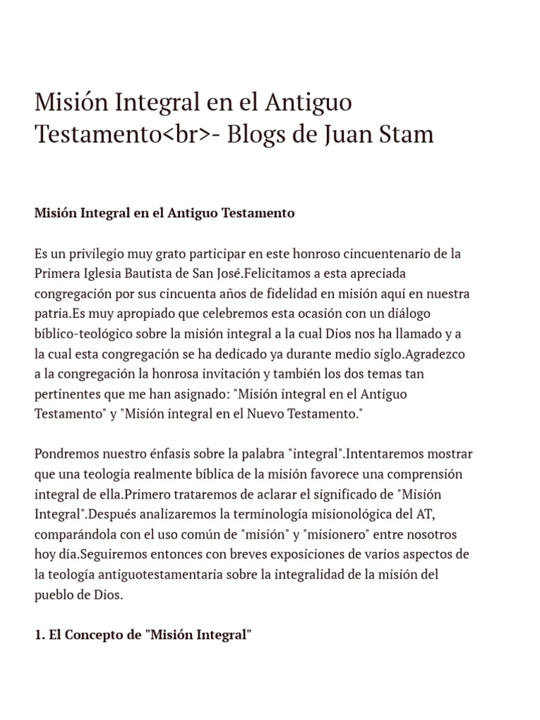Misión Integral en El Antiguo Testamento - BR - Blogs de Juan Stam ...