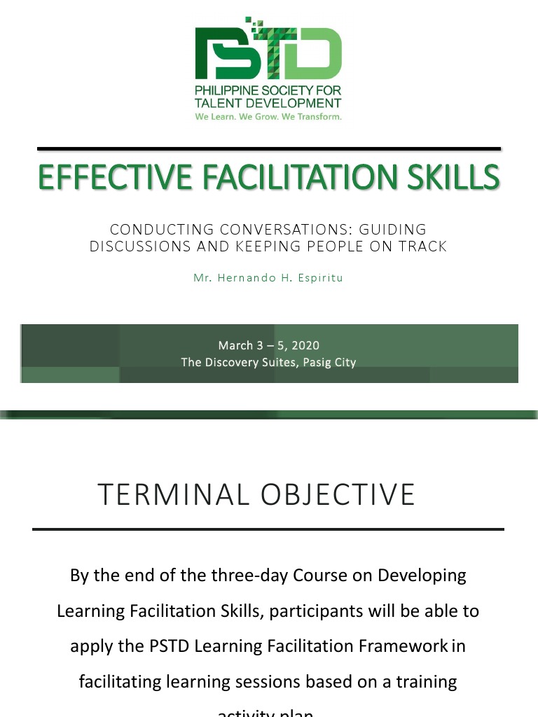 Facilitation Skills Training | PDF | Learning | Thought Facilitation Skills Training | PDF | Learning | Thought