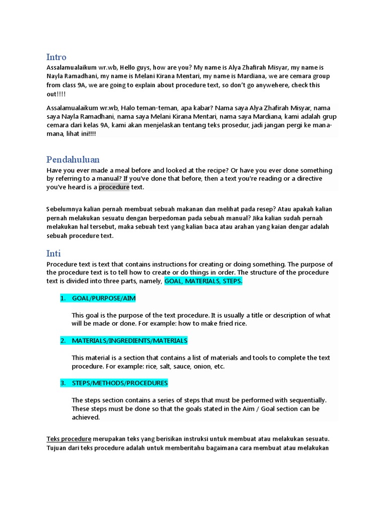 Procedure Text | PDF