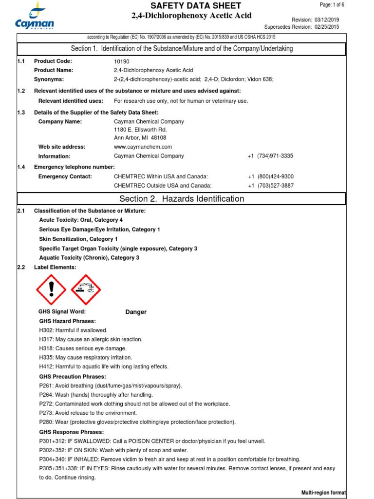 MSDS - Cayman 10190m | PDF | Dangerous Goods | Toxicity