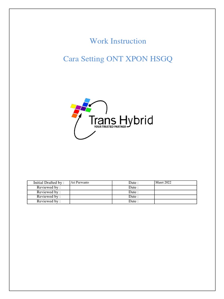 WI Cara Setting ONT XPON HSGQ Untuk Hotspot | PDF