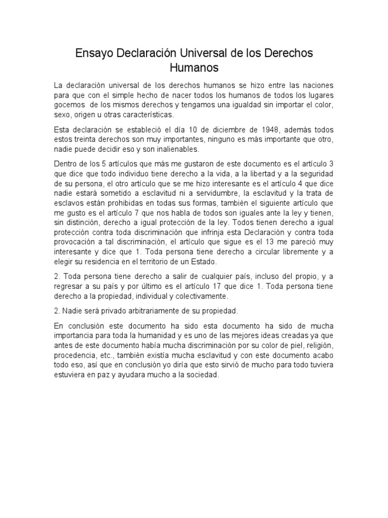 Importancia de la Declaración de Derechos Humanos | PDF