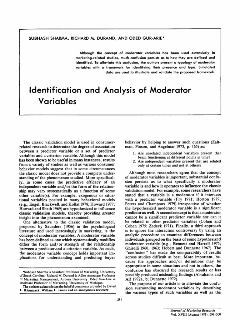 Sharma 1981 | PDF | Dependent And Independent Variables | Regression Analysis