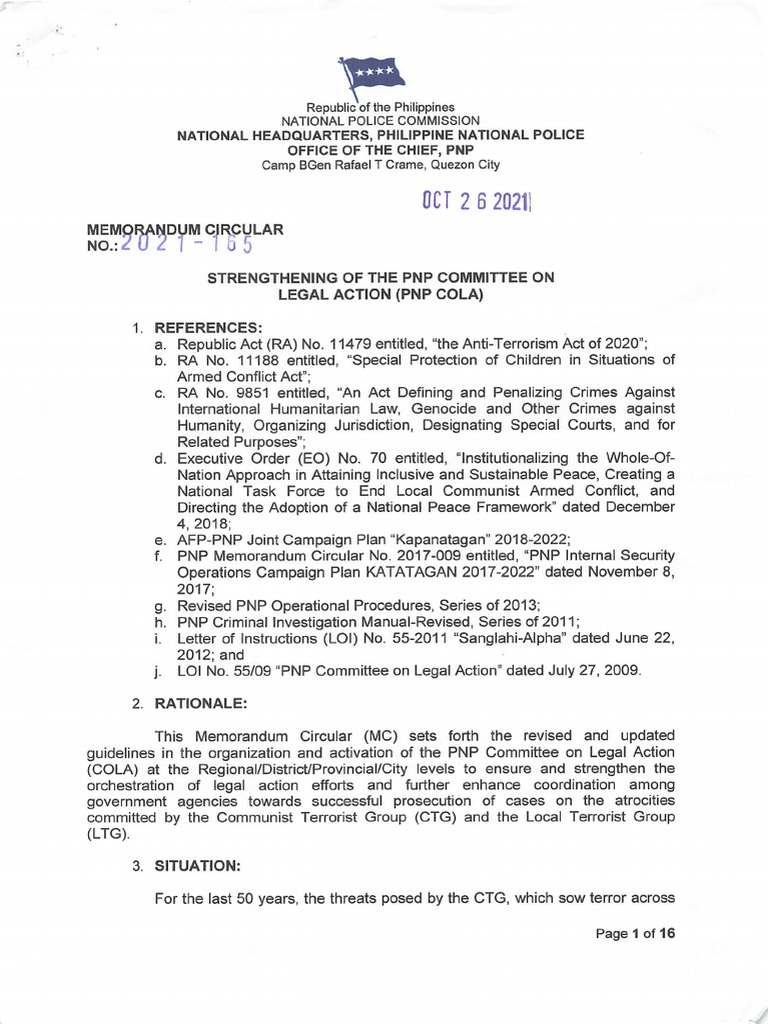 PNP MC 2021-165 Cola | PDF PNP MC 2021-165 Cola | PDF