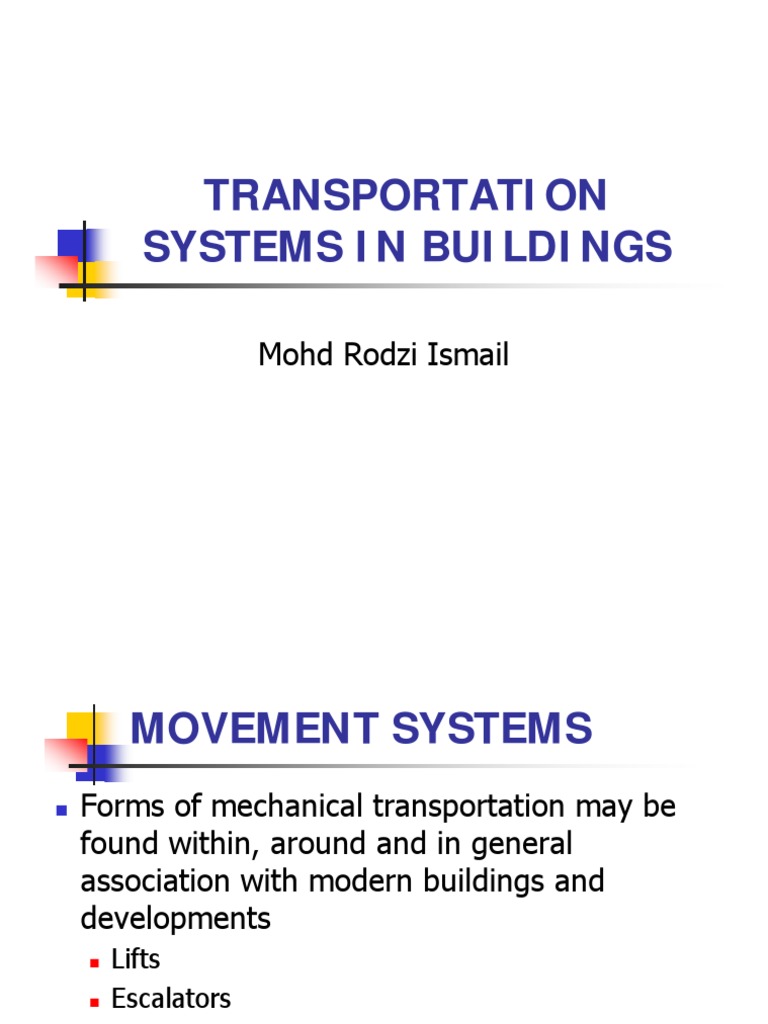 Transportation Systems in Buildings | PDF | Elevator | Escalator