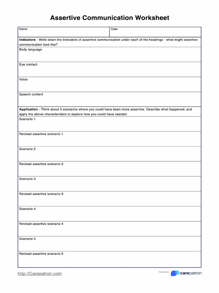 63e568816df3ec3953413e0b - Assertive Communication Worksheet Template | PDF