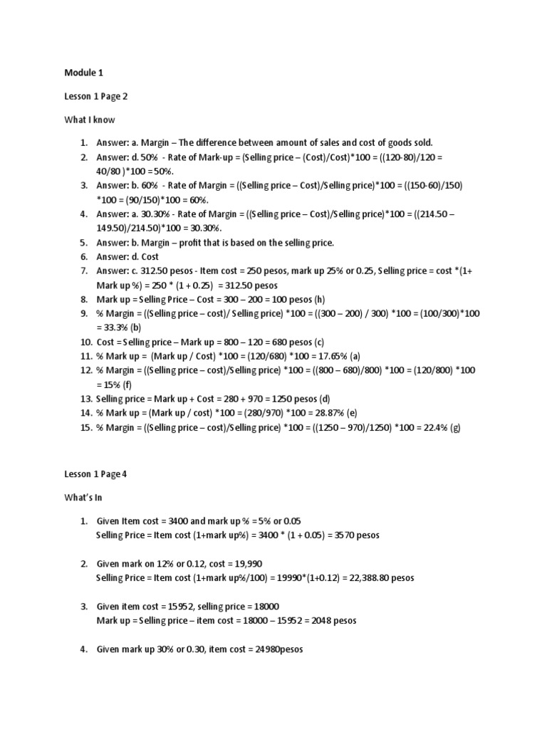 Module in General Mathematics | PDF | Gross Margin | Business Economics
