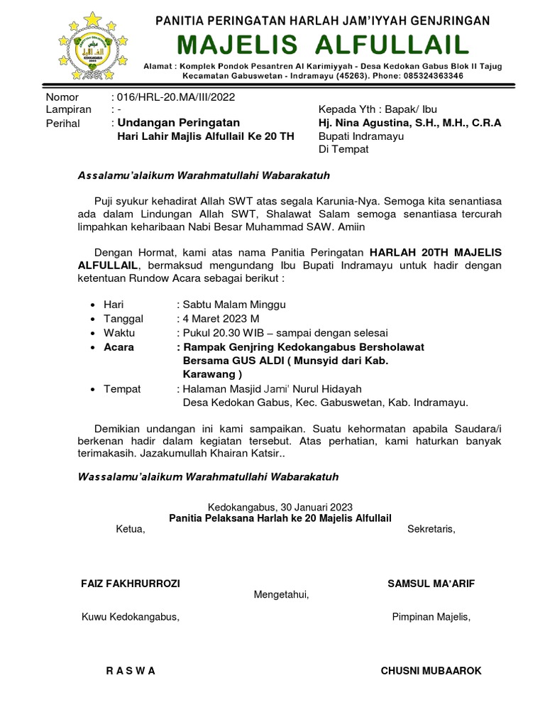 Undangan Harlah Non Camat | PDF