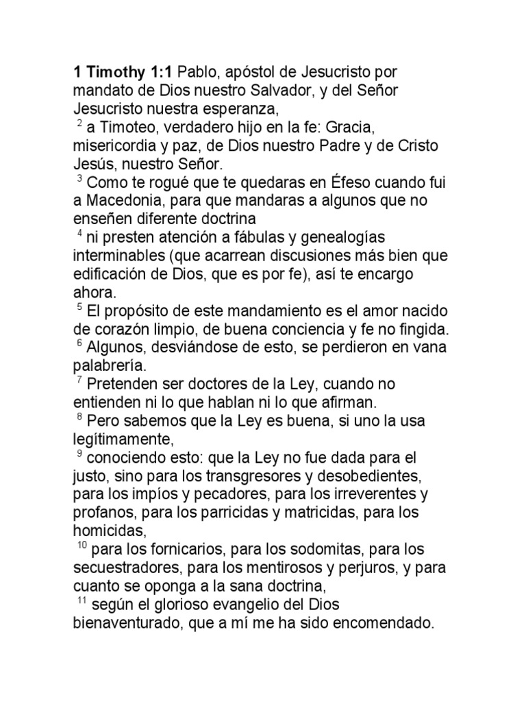 1 Timothy 1 | PDF | Jesús | Fe