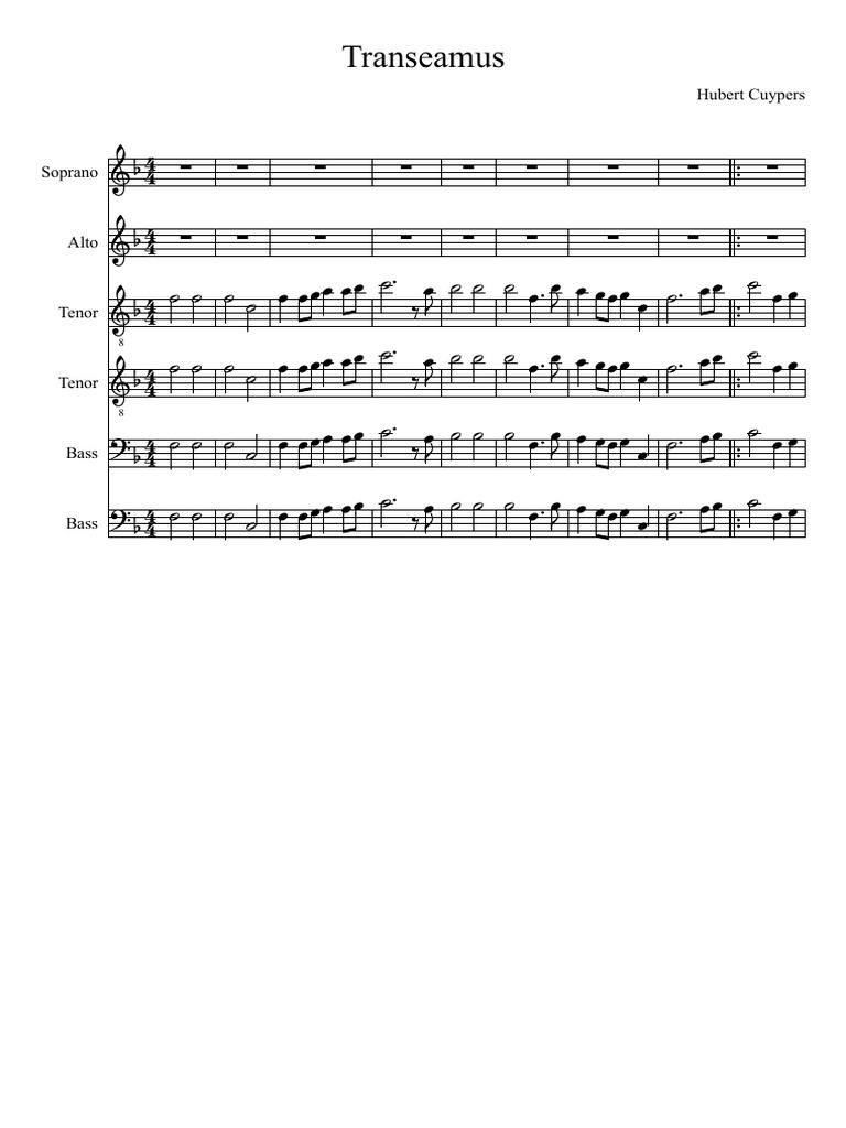 Transeamus by Hubert Cuypers | PDF | Human Throat | Choral Compositions