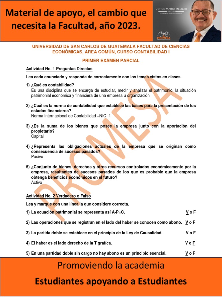 Material de Apoyo Primer Examen Parcial Contabilidad I Economicas Usac 2023 | PDF | Contabilidad ...